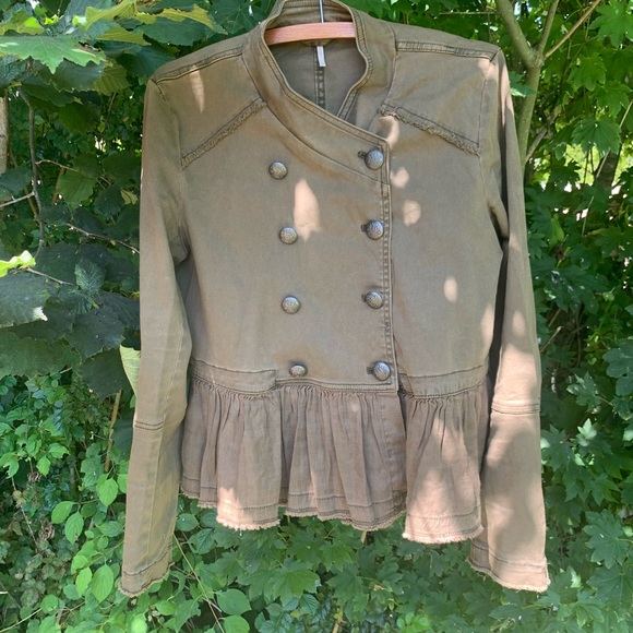 Free People | Jackets & Coats | Free People Ruffled Military Jacket ...